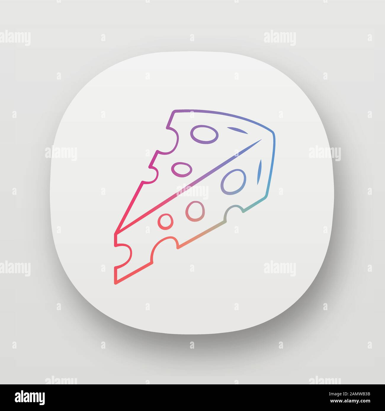 Cheese slice app icon. Organic dairy product, delicious appetizer. UI ...