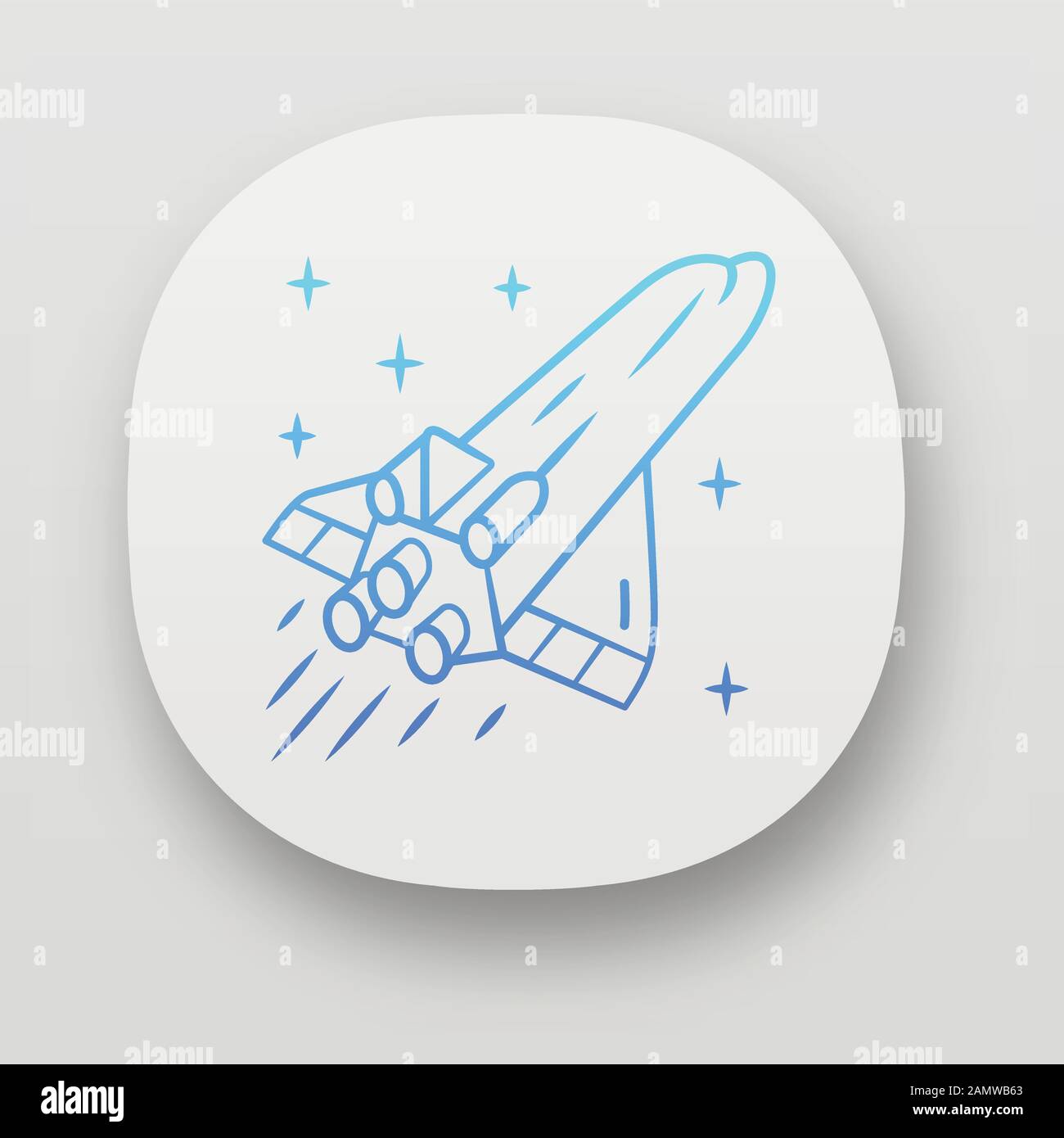 Spaceship app icon. Flying spacecraft. Aerospace vehicle. Missile ...
