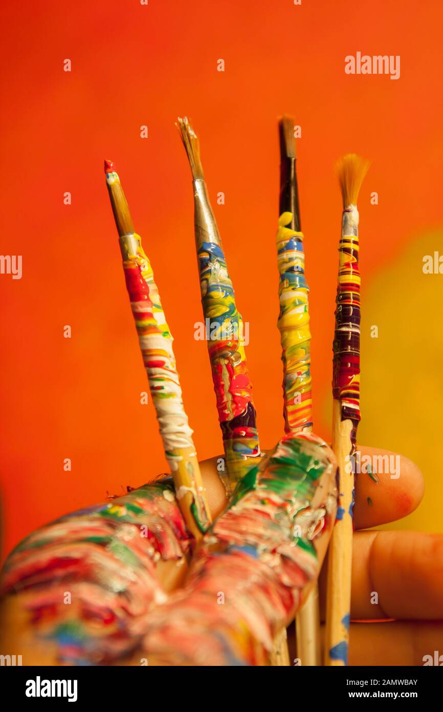 Beautiful painted brushes and hands hi-res stock photography and images ...