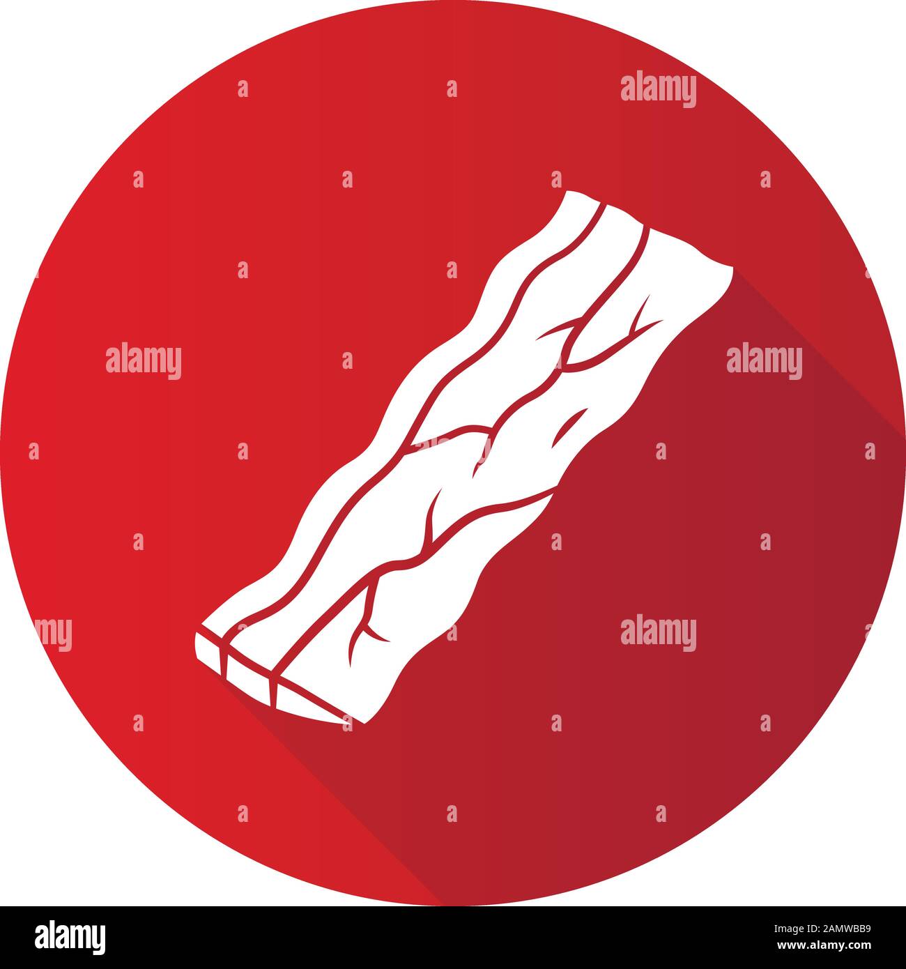 Bacon flat design long shadow glyph icon. Butchers meat. Roasted ...
