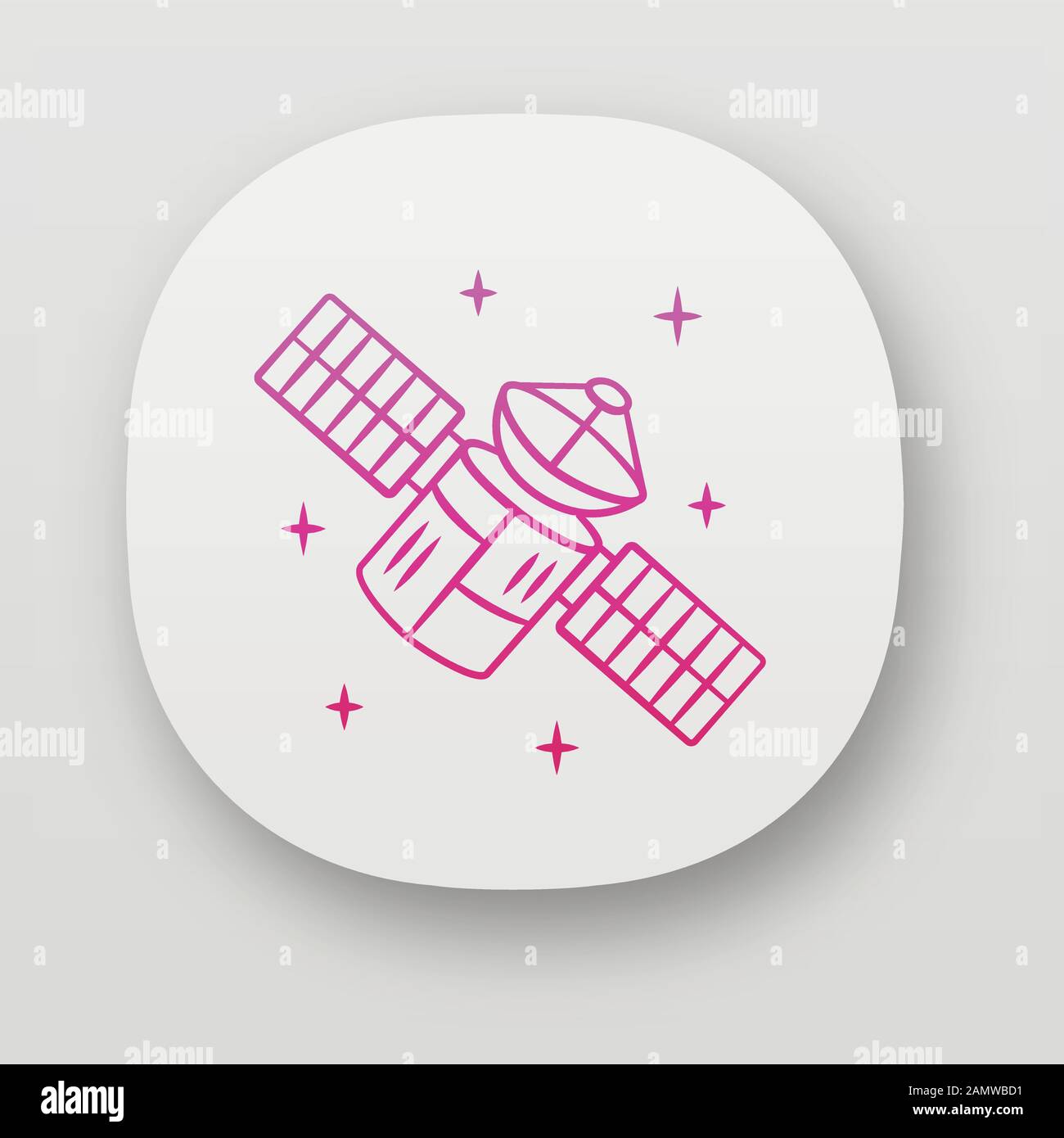 Satellite app icon. Sputnik. Artificial object in orbit. Earth ...