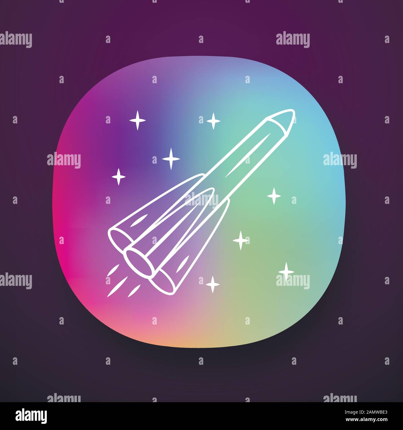Rocket app icon. Missile, spacecraft, aircraft. Human spaceflight ...