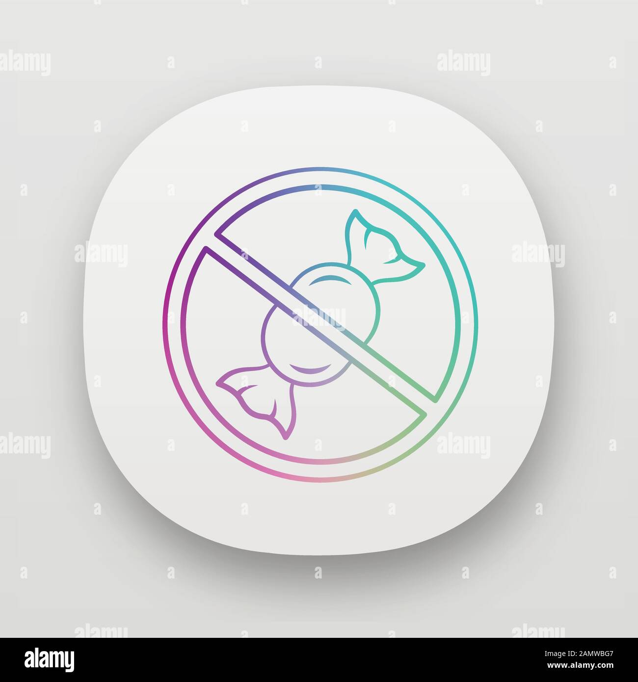 No candies prohibition app icon. Sugar free product. Diabetic diet. UI ...