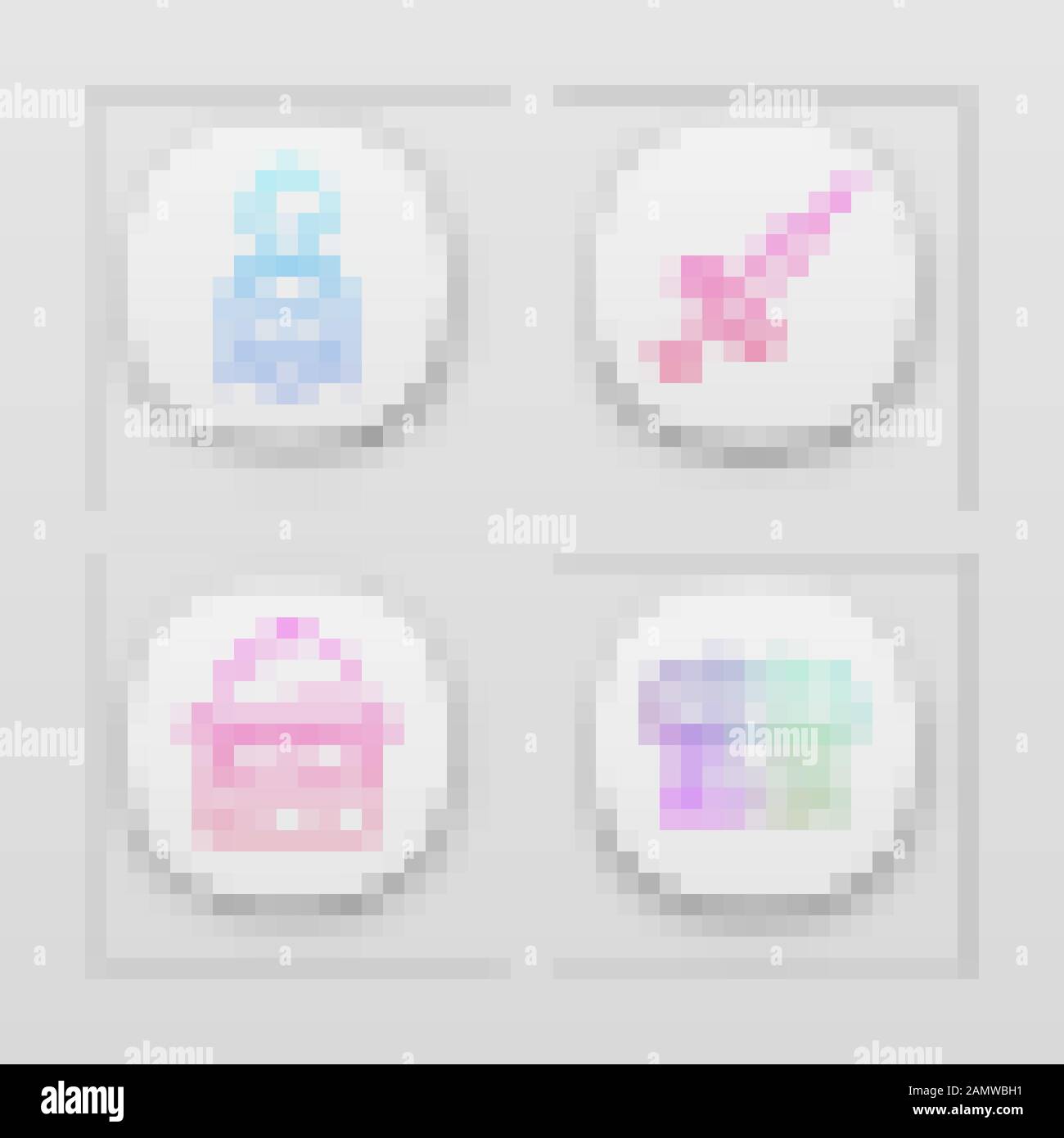 Online game inventory app icons set. Shooter game equipment. Tactical ...