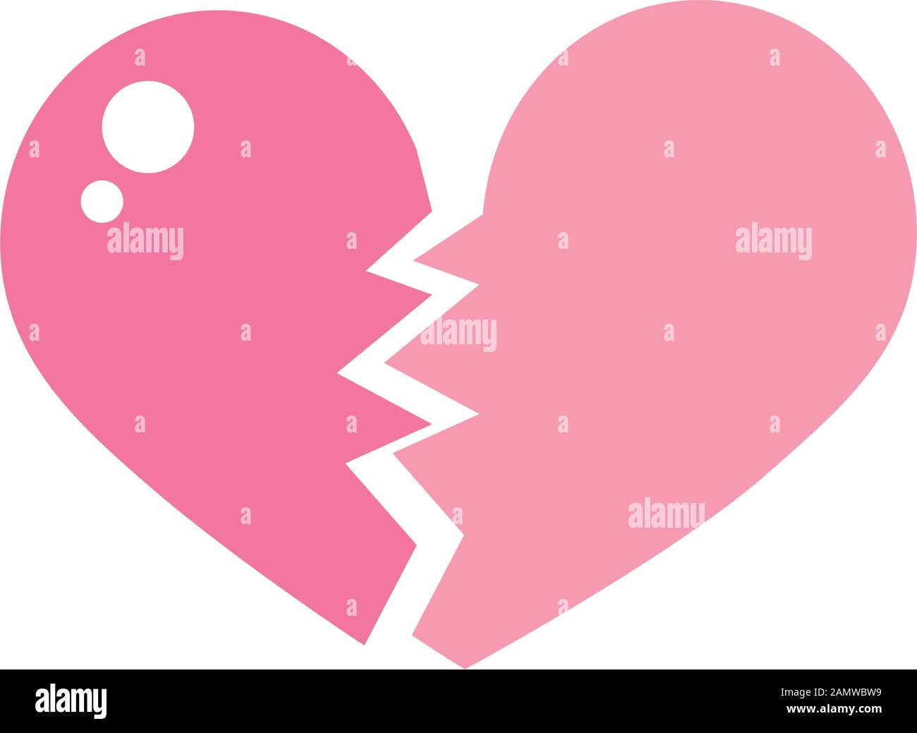 happy valentines day broken heart love sad vector illustration pink ...