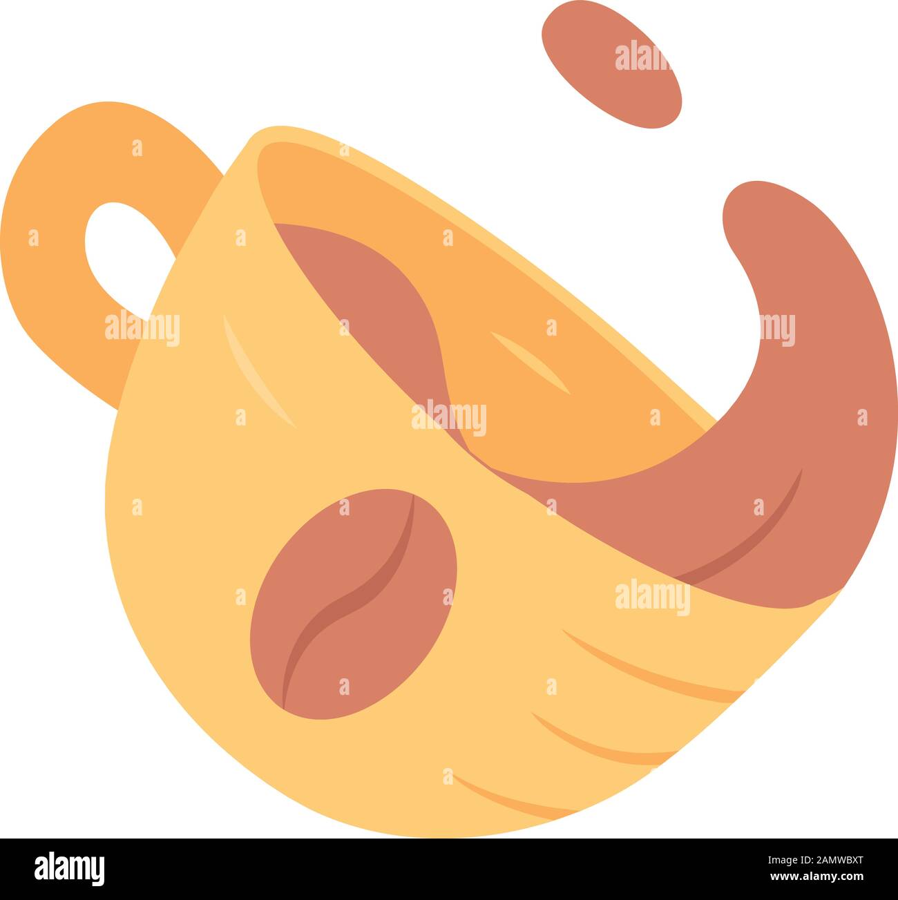 Coffee cup with splash flat design long shadow color icon. Brewed ...