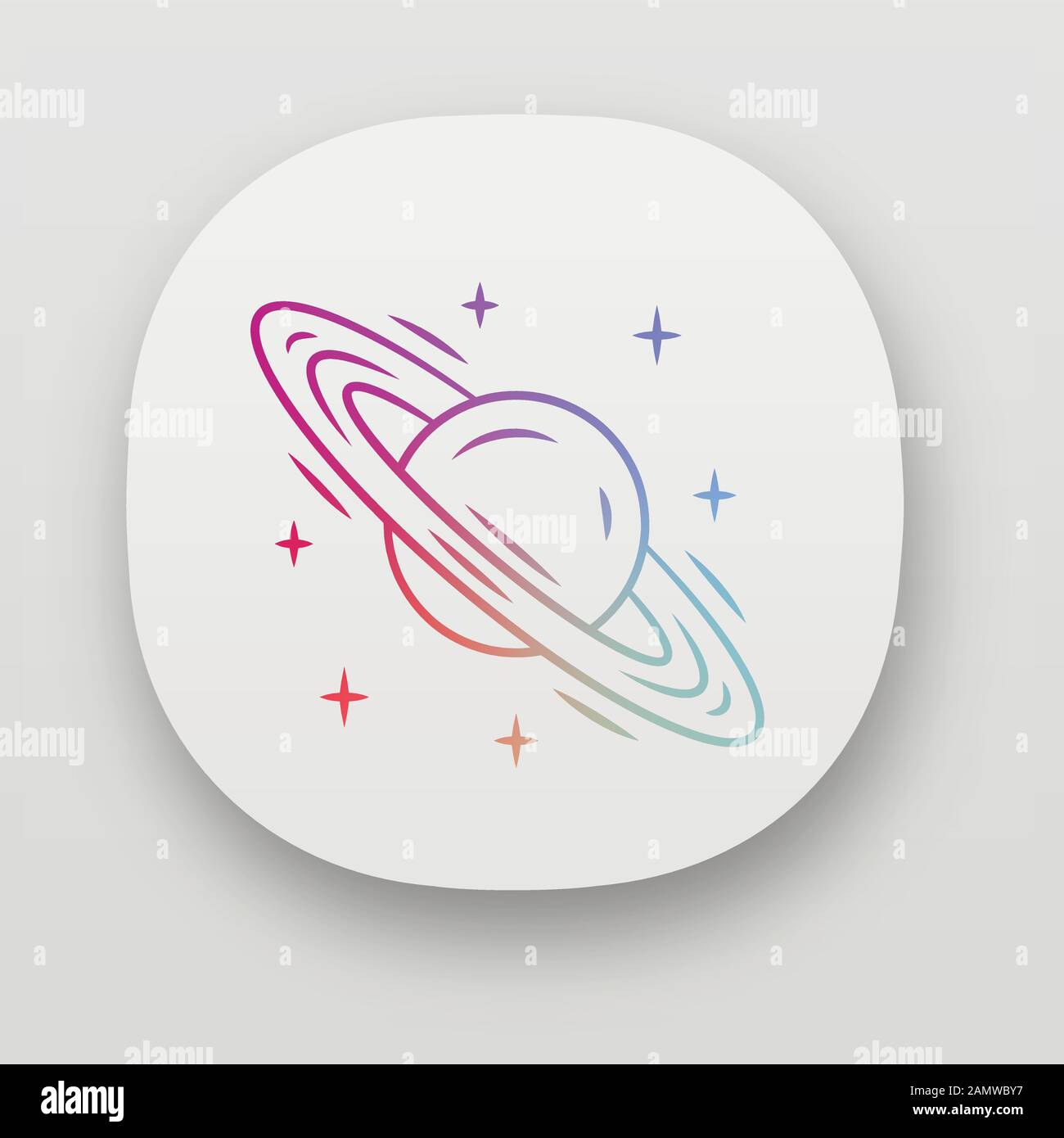 Saturn app icon. Planet with rings. Sixth planet from Sun. Planetary ...