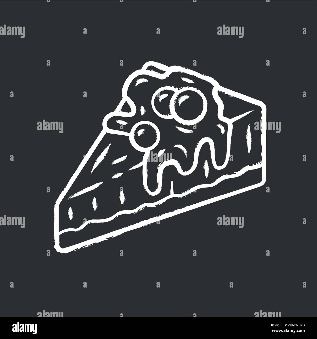 Cheesecake chalk icon. Cake with topping and berries. Bakery shop ...