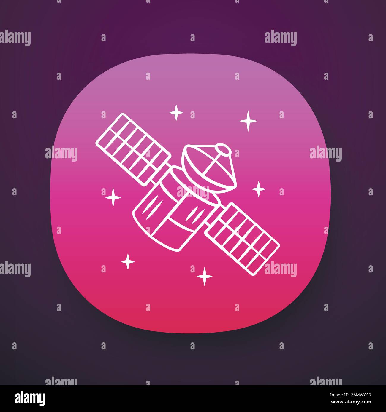 Satellite app icon. Sputnik. Artificial object in orbit. Space probe ...