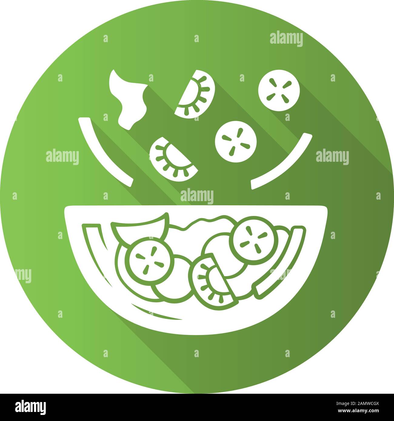Salad bowl flat design long shadow glyph icon. Fresh organic food ...