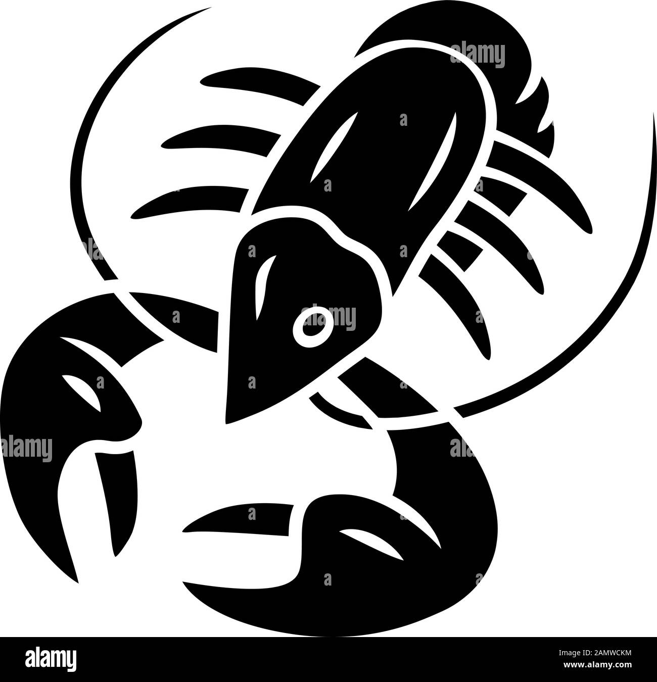 Crayfish glyph icon. Underwater sea animals, lobster. Healthy nutrition ...