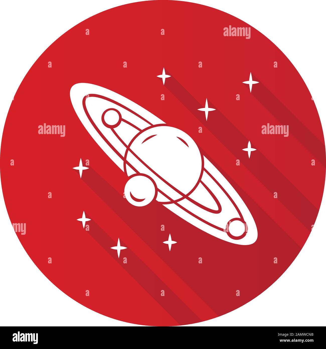 Solar system flat design long shadow glyph icon. Celestial bodies ...