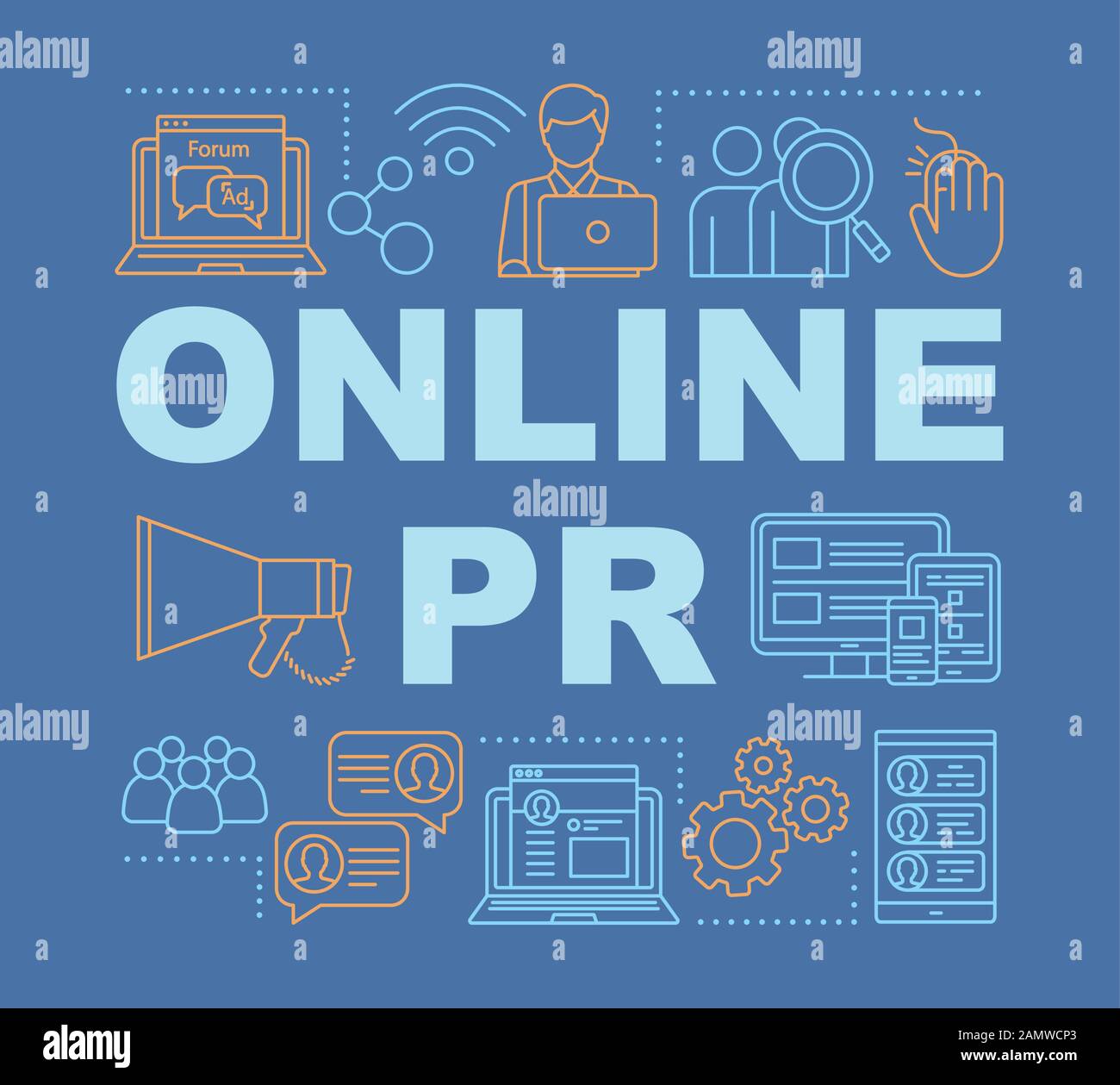 Online PR word concepts banner. Public relations, network. Customers ...
