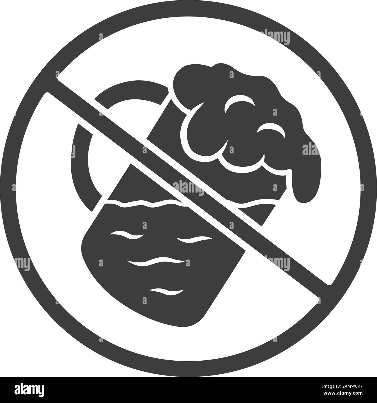 No alcohol beverage glyph icon. Drinking forbidden label. Silhouette ...