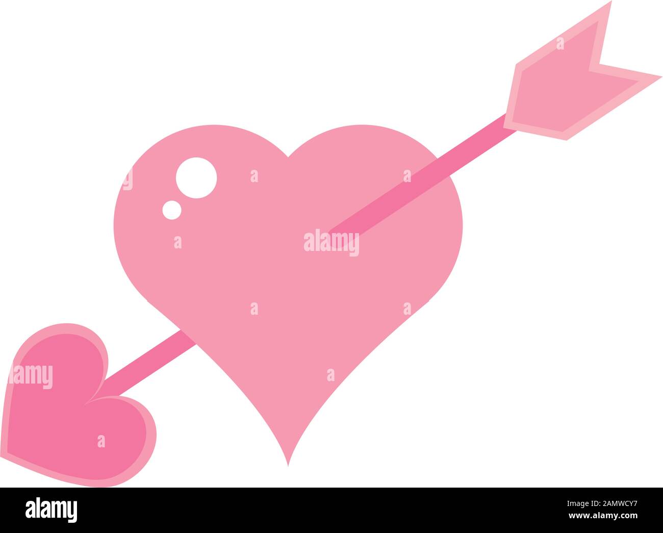 happy valentines day heart pierced for arrow romantic vector ...