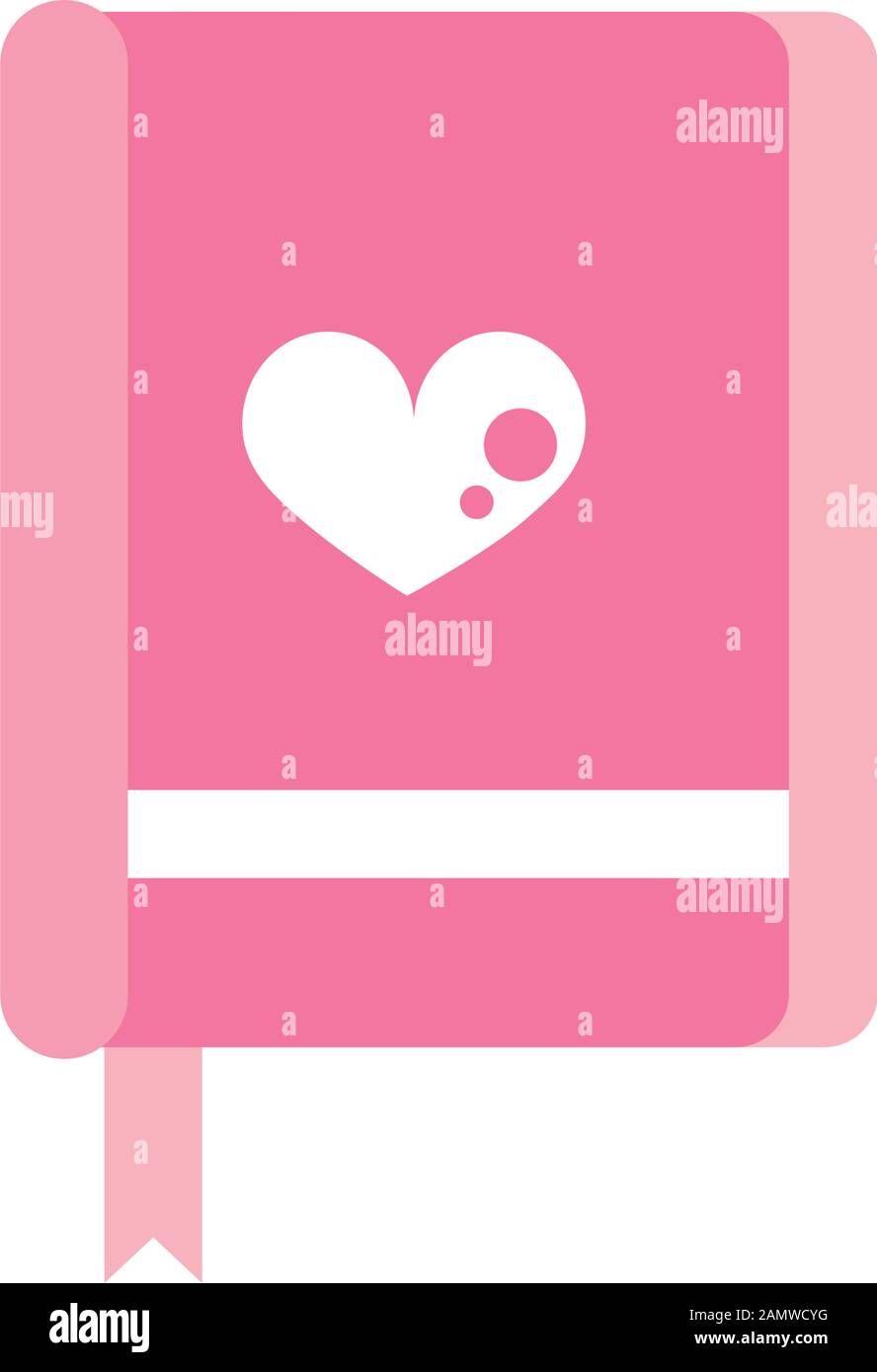 happy valentines day book heart love bookmarks vector illustration pink ...