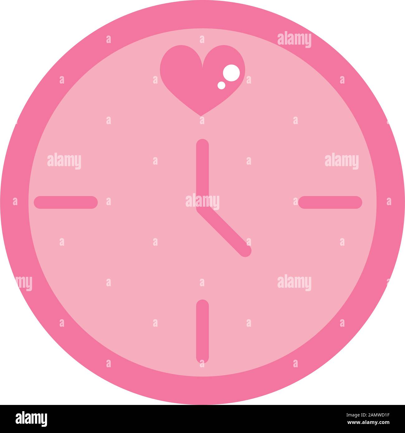 happy valentines day round clock time date heart vector illustration ...