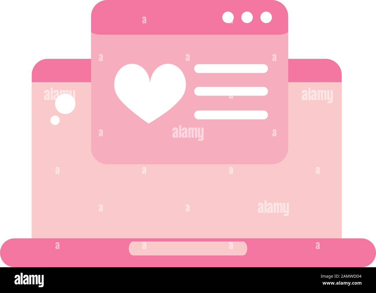 happy valentines day laptop computer heart romantic vector illustration ...
