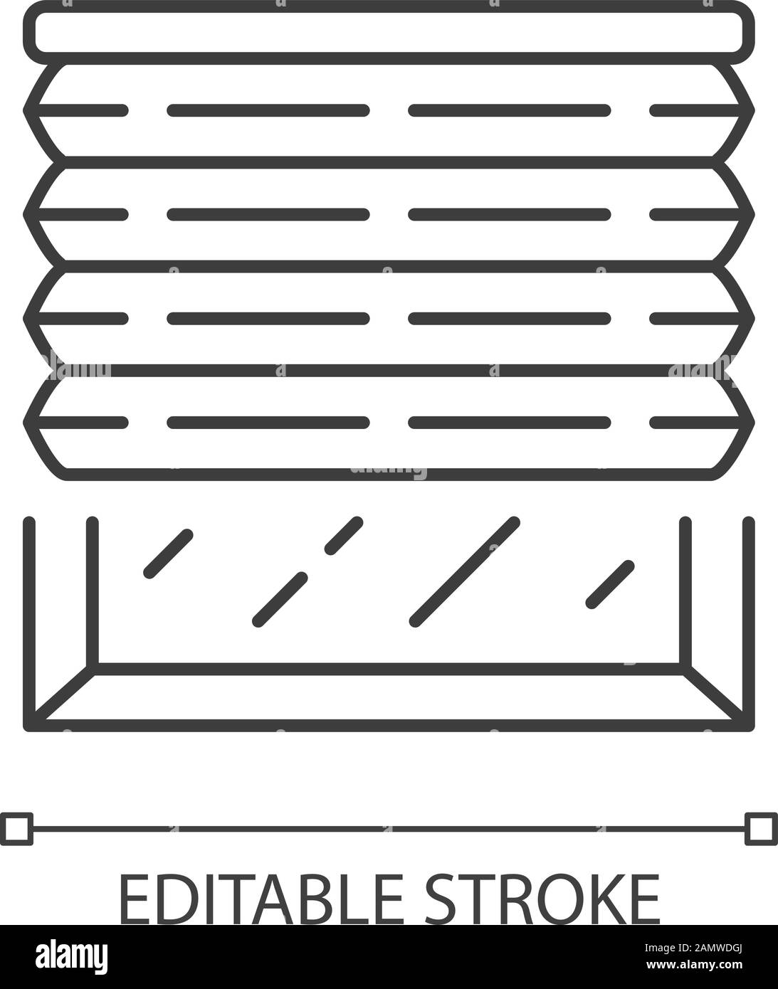 Pleated blinds linear icon. Cellular shades. Window blinds. Roller ...