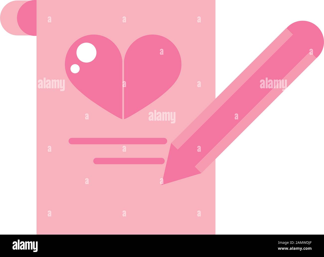 happy valentines day writing letter message heart vector illustration ...
