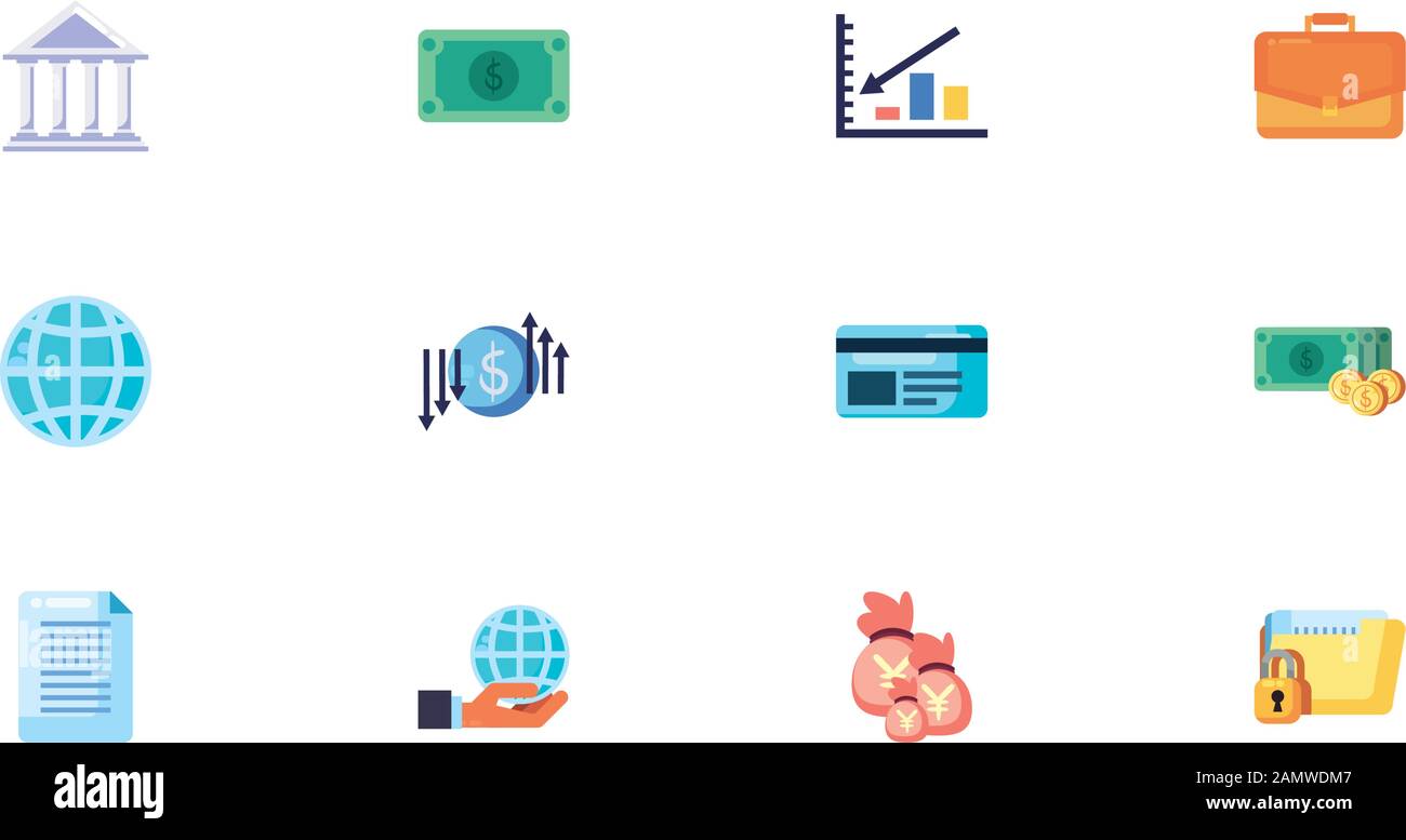 Business icon set design, Management workforce financial item corporate ...