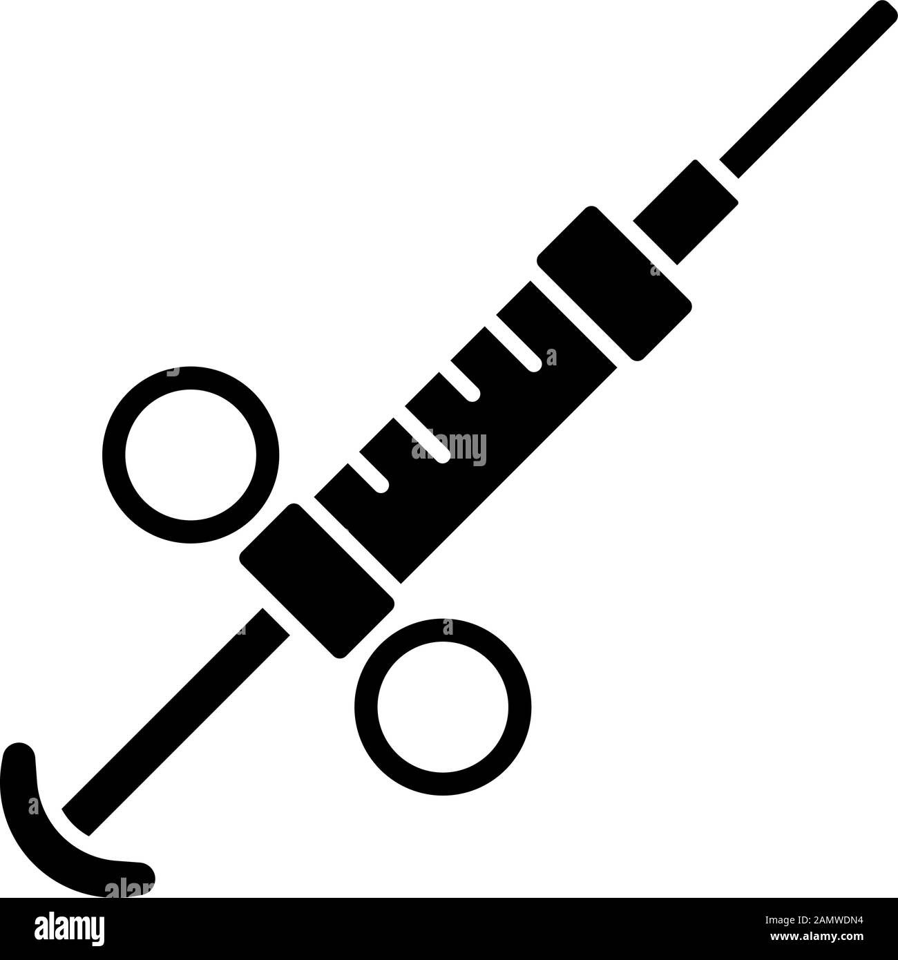 Adrenaline syringe glyph icon. Game treatment, cure. Medical aid ...