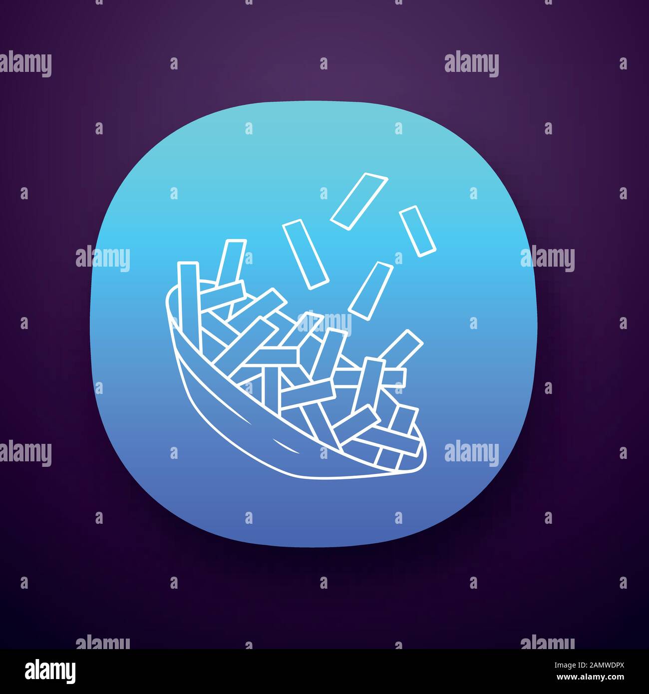 Fried potato app icon. French fries, chips in bowl. Fast food snack ...