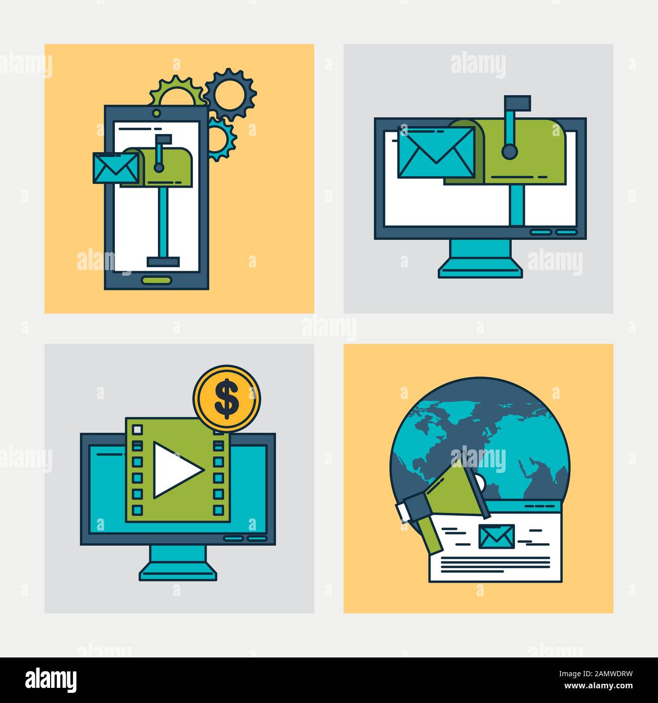 digital marketing technology with world planet Stock Vector Image & Art ...