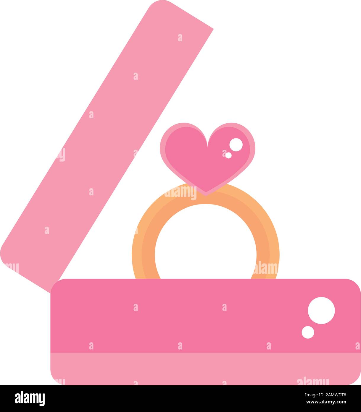 happy valentines day proposal ring in box love vector illustration pink ...