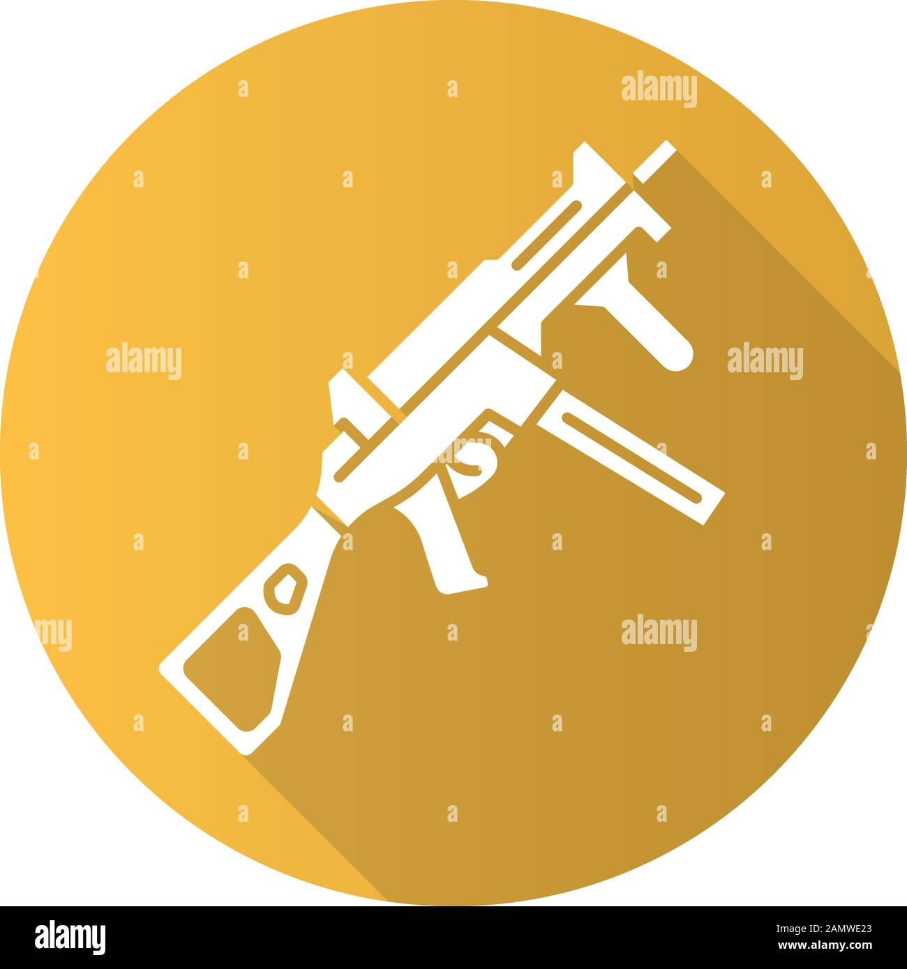 HK UMP weapon flat design long shadow glyph icon. Virtual video game ...