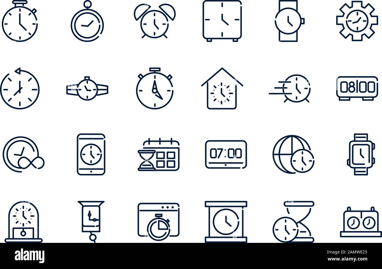 Time Clock Timer Hour Date Linear Design Set Icons Vector Illustration Stock Vector Image And Art