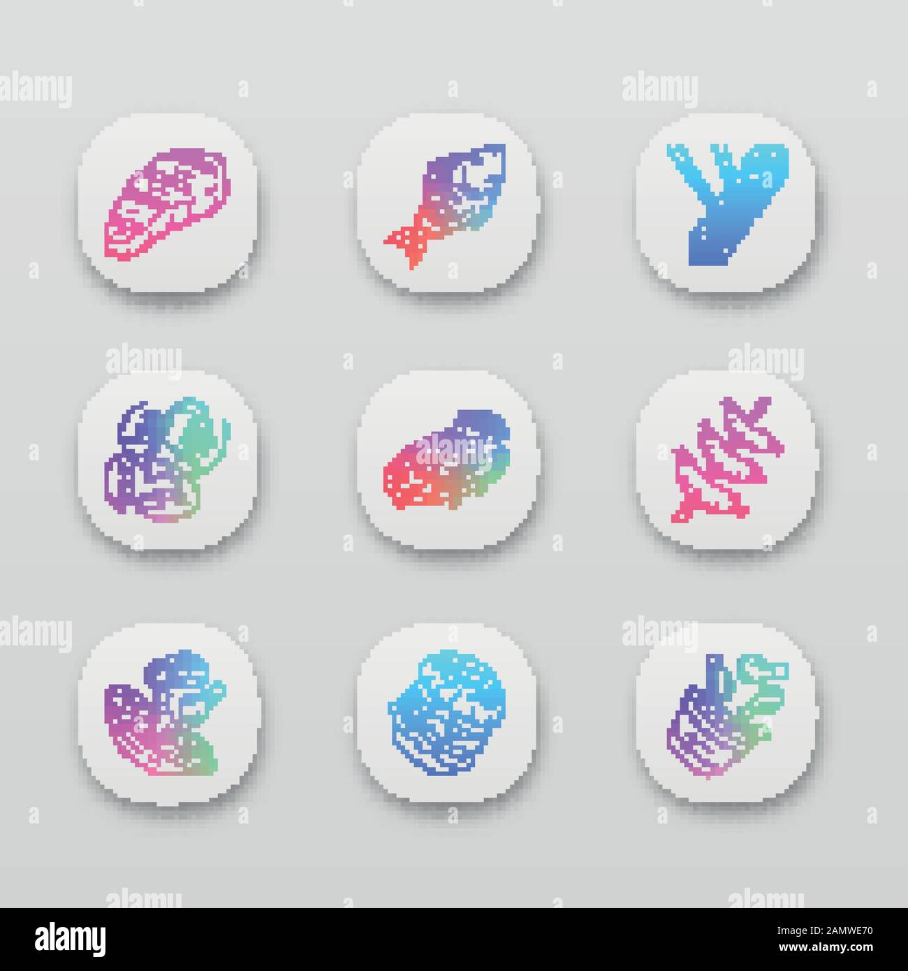 Restaurant menu app icons set. Fast food, italian cuisine. Pizza ...