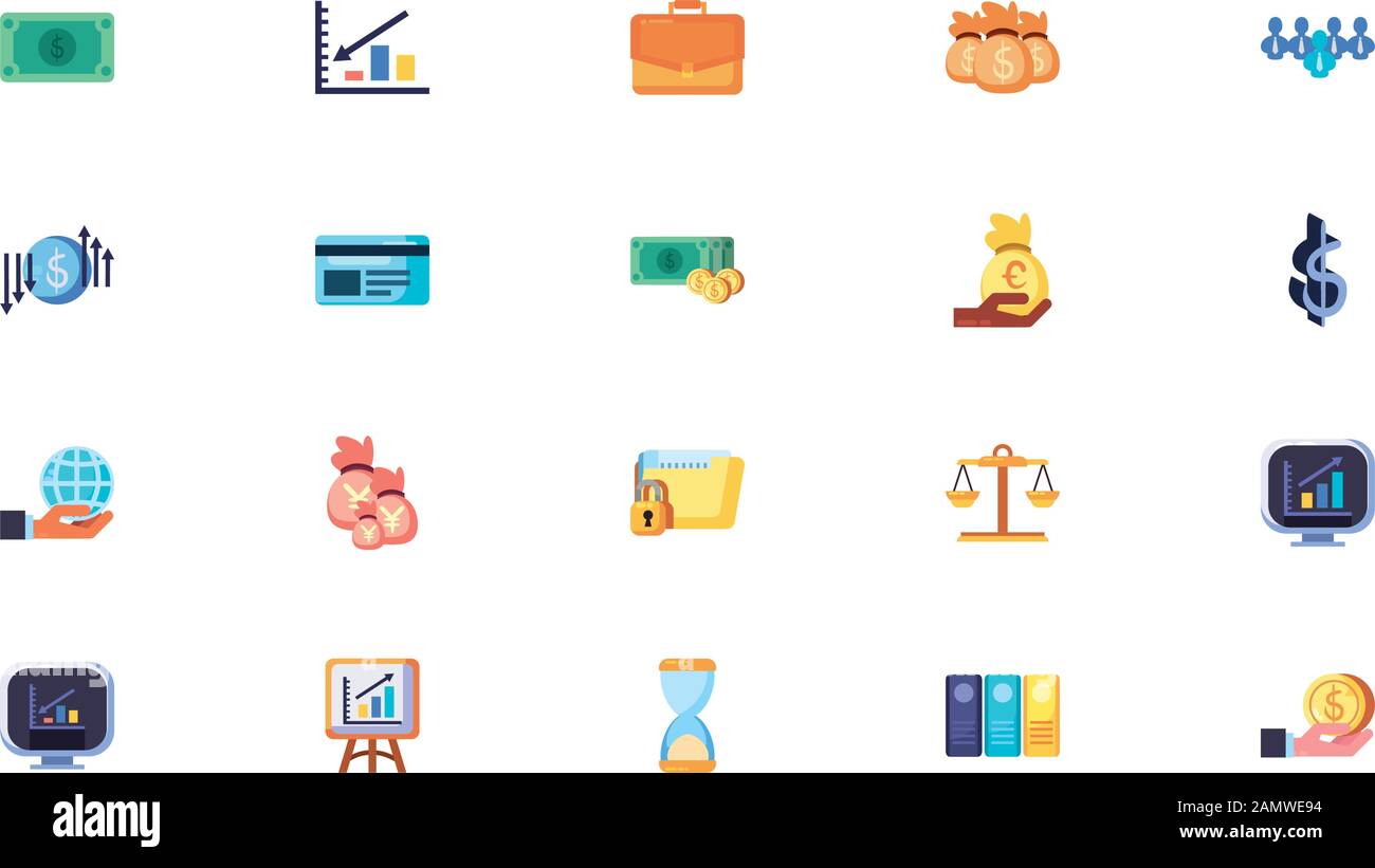 Business icon set design, Management workforce financial item corporate ...