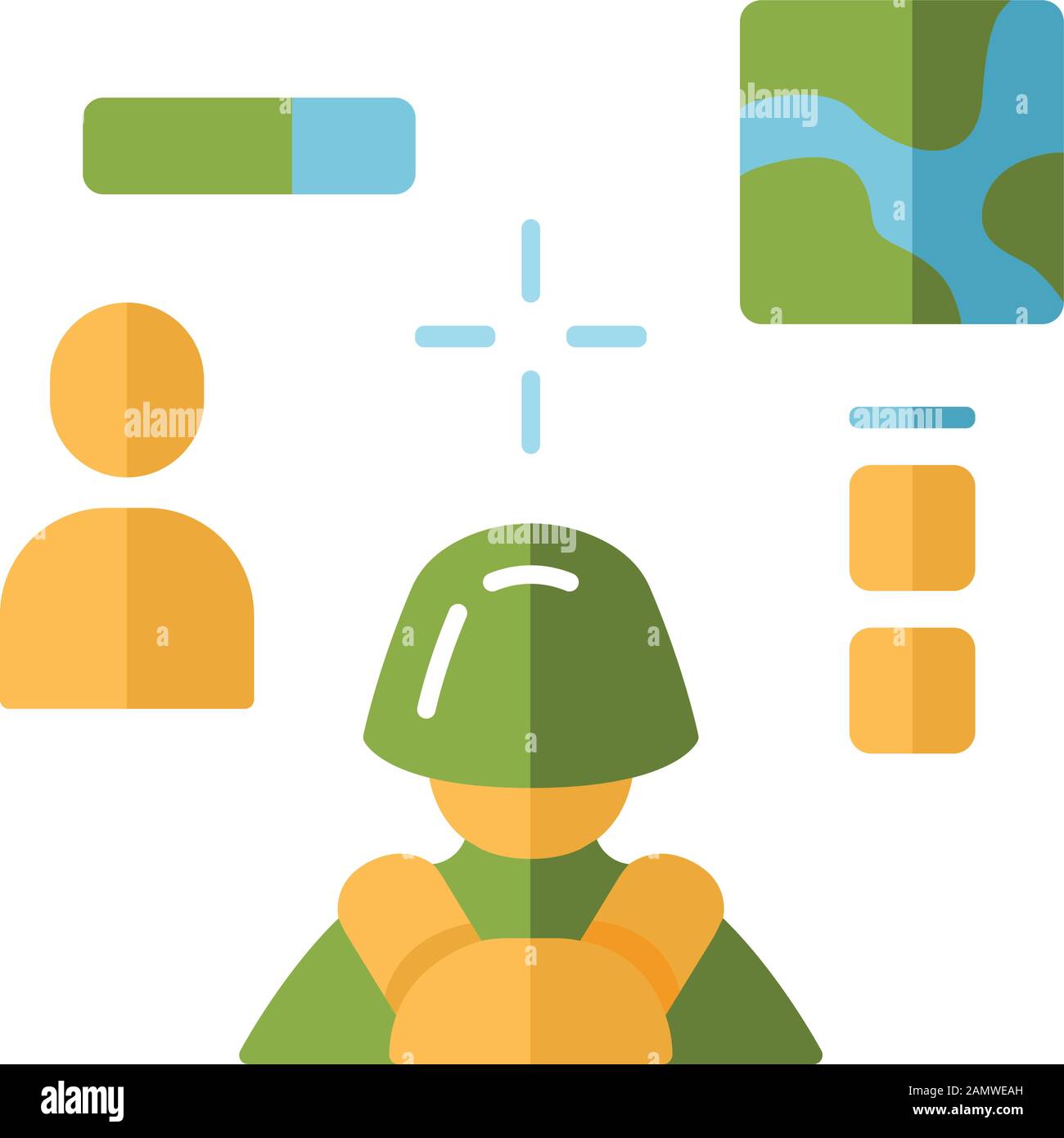 3d shooter flat design long shadow color icon. Virtual video game ...