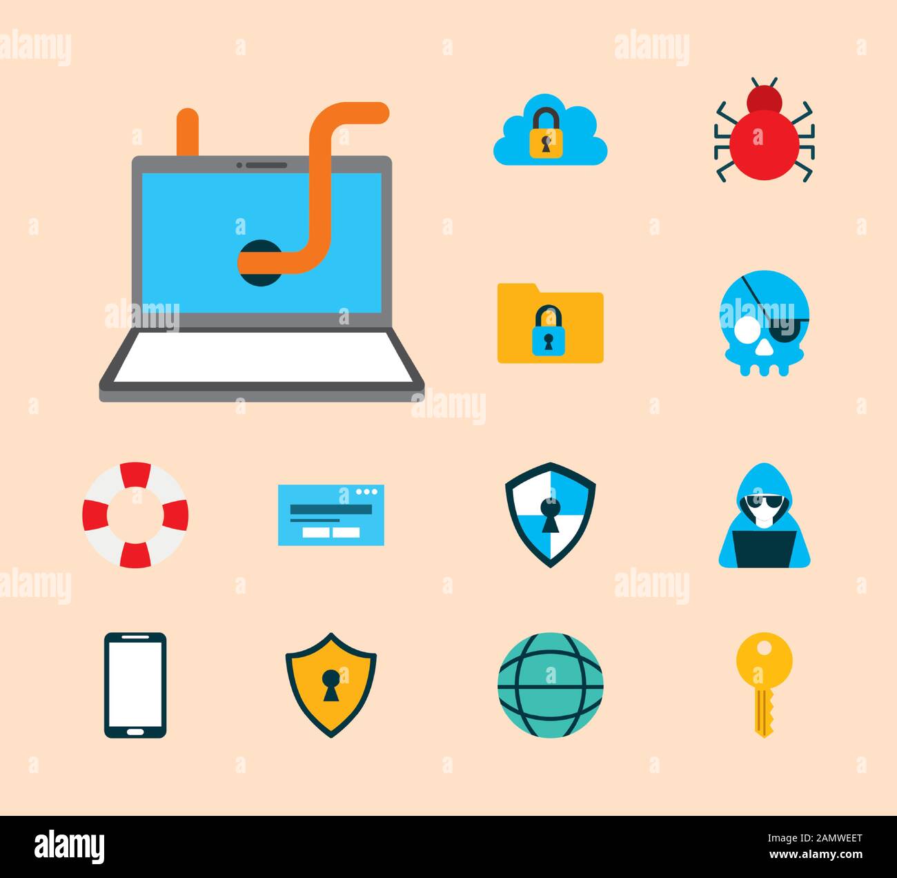bundle of cyber security set icons Stock Vector Image & Art - Alamy