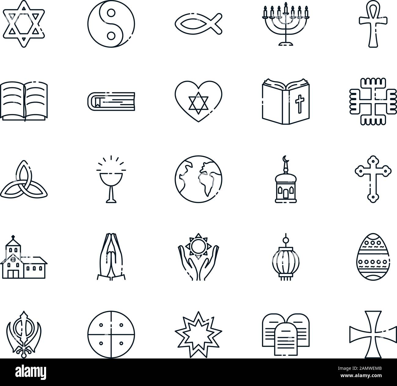 Icon set of world religious world symbols vector design Stock Vector ...