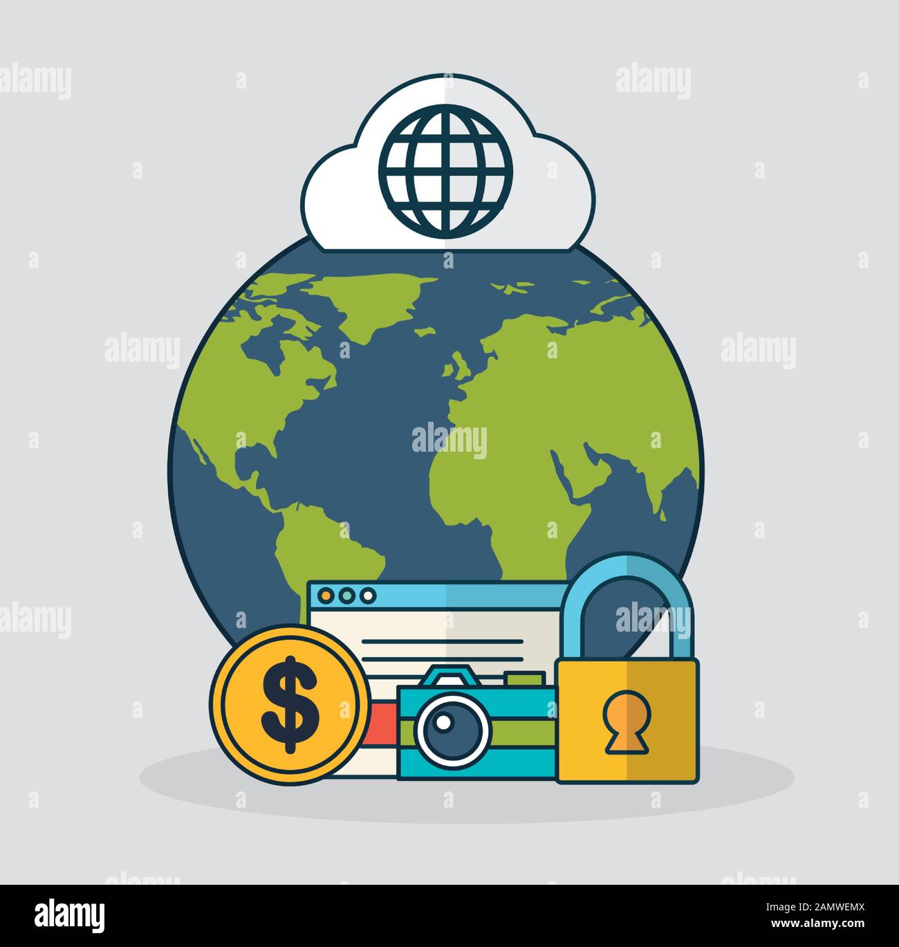 digital marketing technology with world planet Stock Vector Image & Art ...