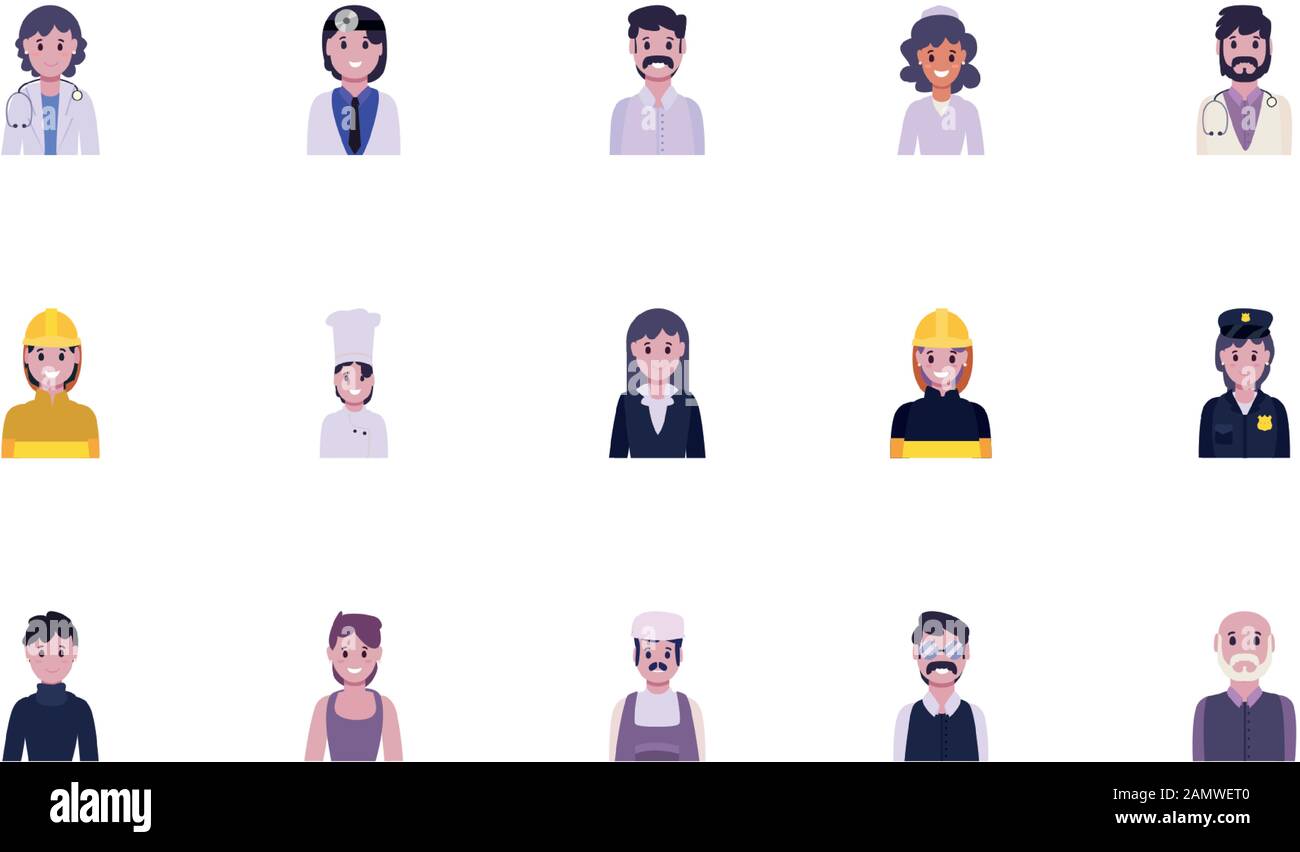 Set of women and men design, Diversity people workers actions working ...