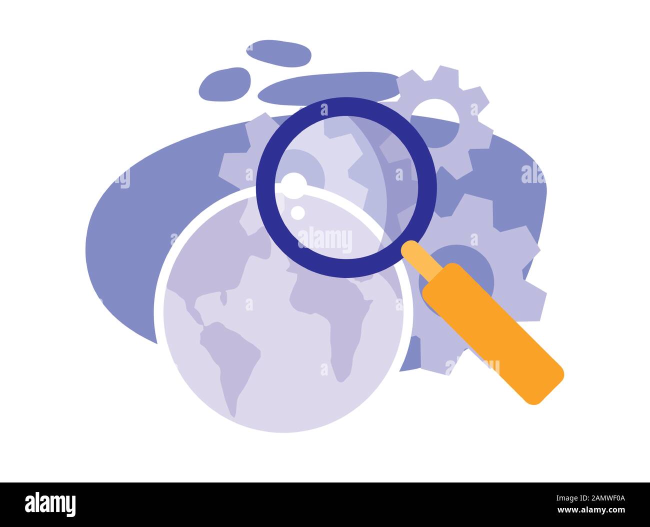 Lupe world and gears design, Tool search magnifying glass zoom lens and ...