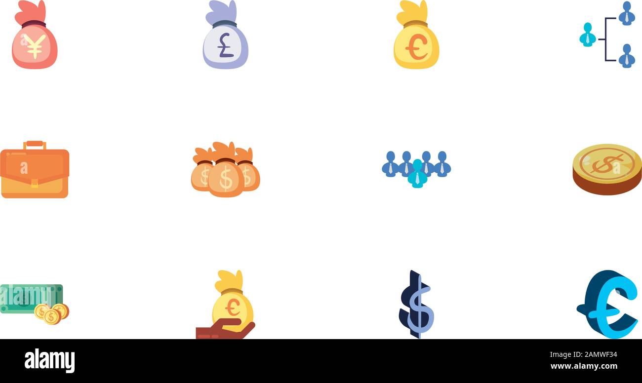 Business icon set design, Management workforce financial item corporate ...