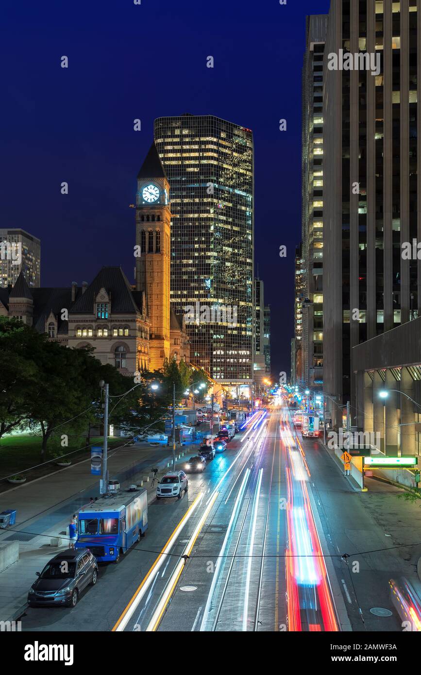Night street in Toronto downtown Stock Photo - Alamy