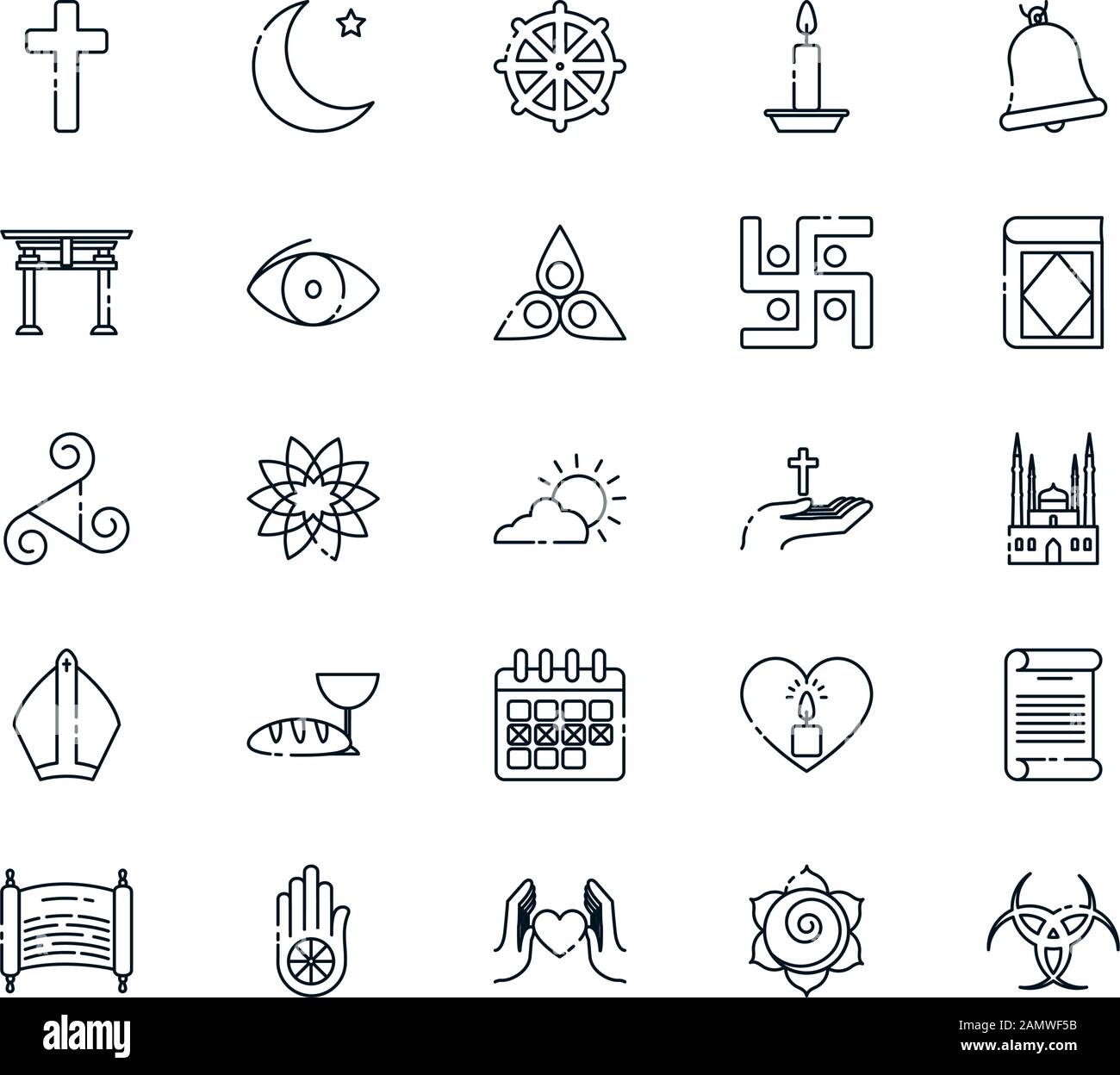 Icon set of world religious world symbols vector design Stock Vector ...