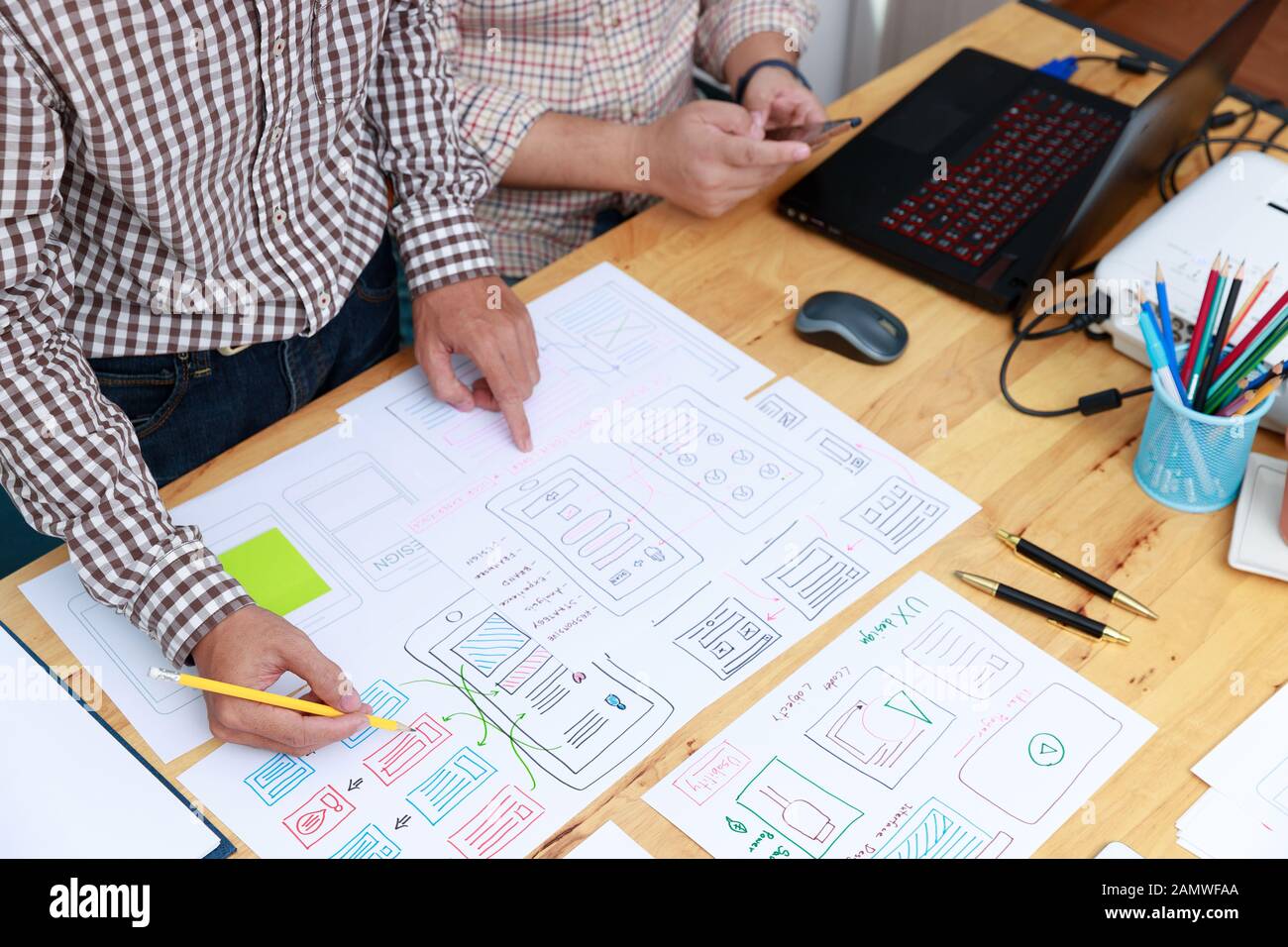 Graphic Designers Work Together With Ux Ui Designer Planning