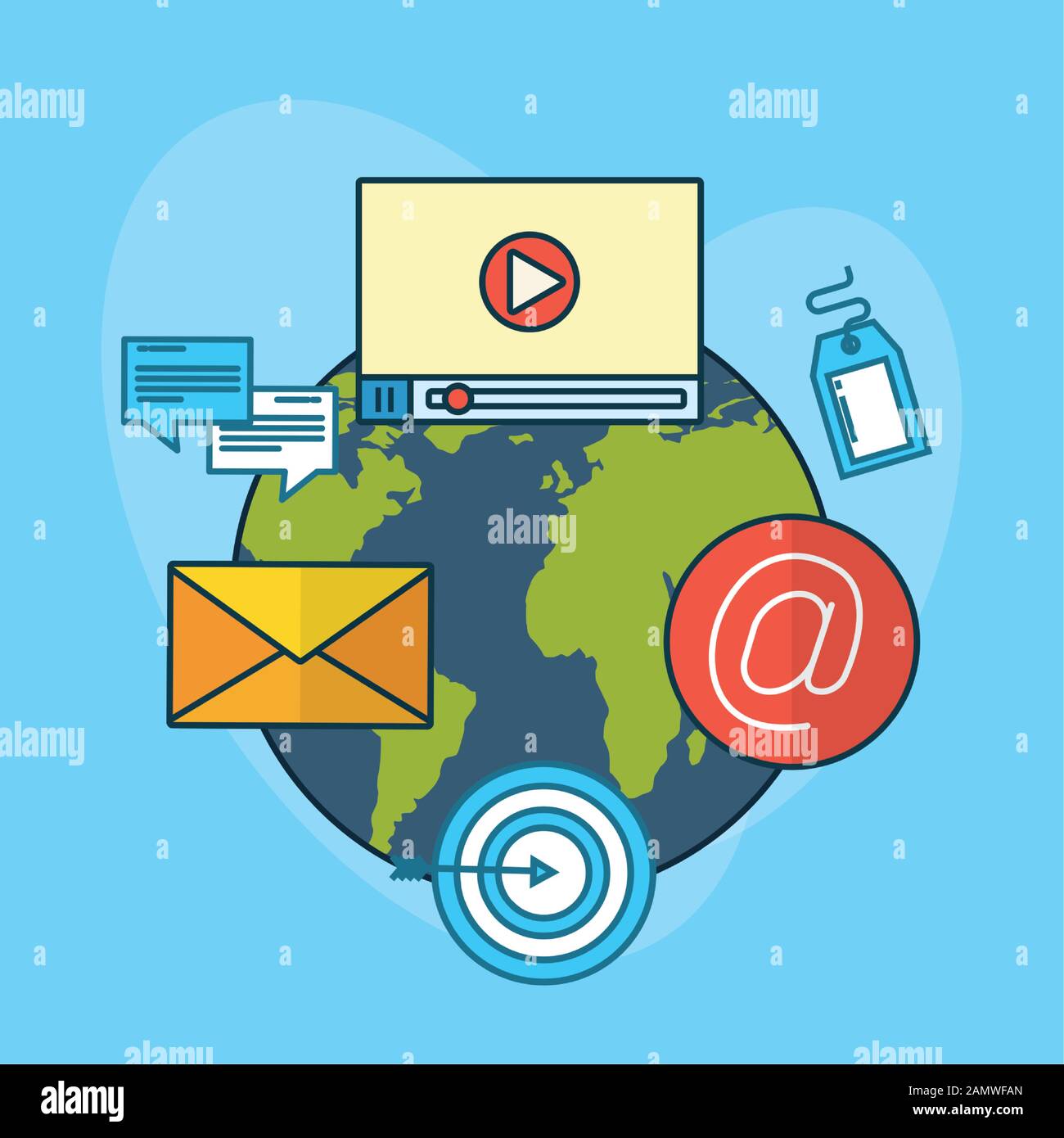 digital marketing technology with world planet Stock Vector Image & Art ...