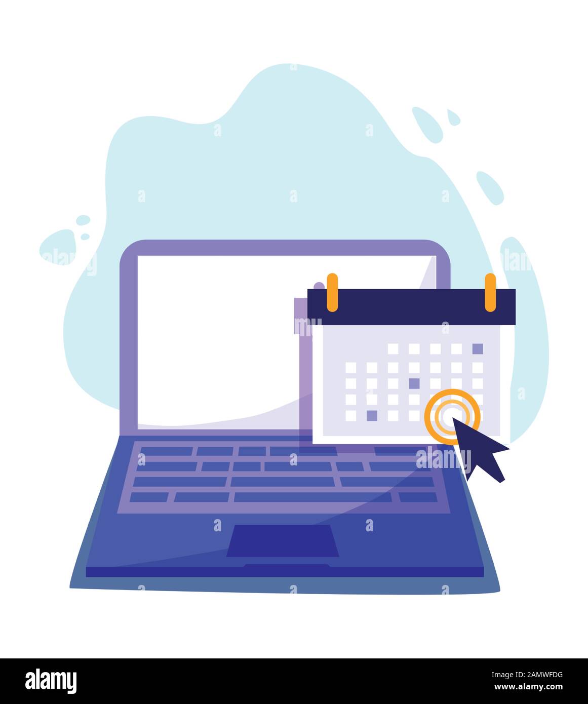 Laptop and calendar design, Digital technology communication social ...