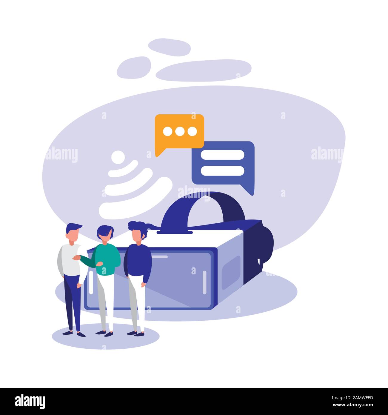 Avatars men with smart glasses design, Augmented reality virtual ...