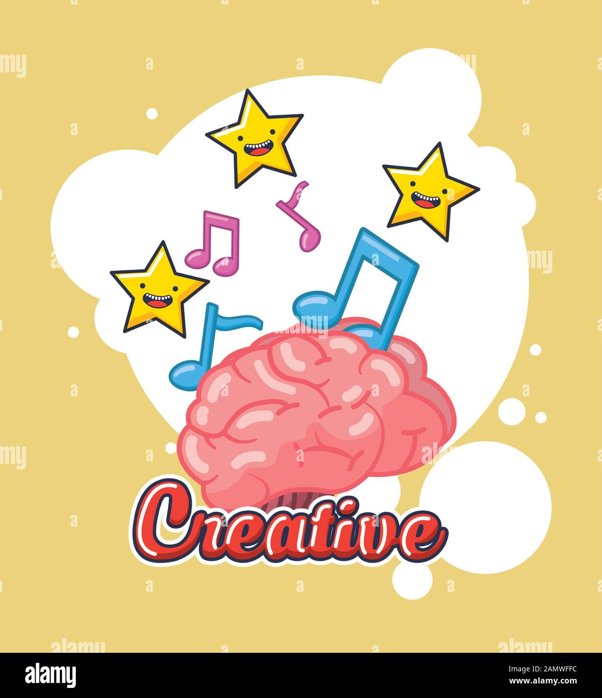 creative brain organ with music notes Stock Vector Image & Art - Alamy