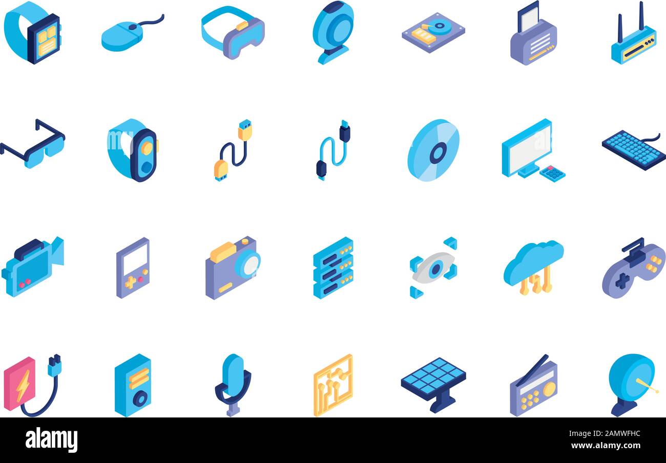bundle of technology devices icons Stock Vector Image & Art - Alamy