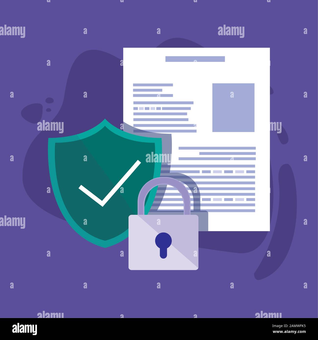 Document shield and padlock design, Data archive storage organize ...