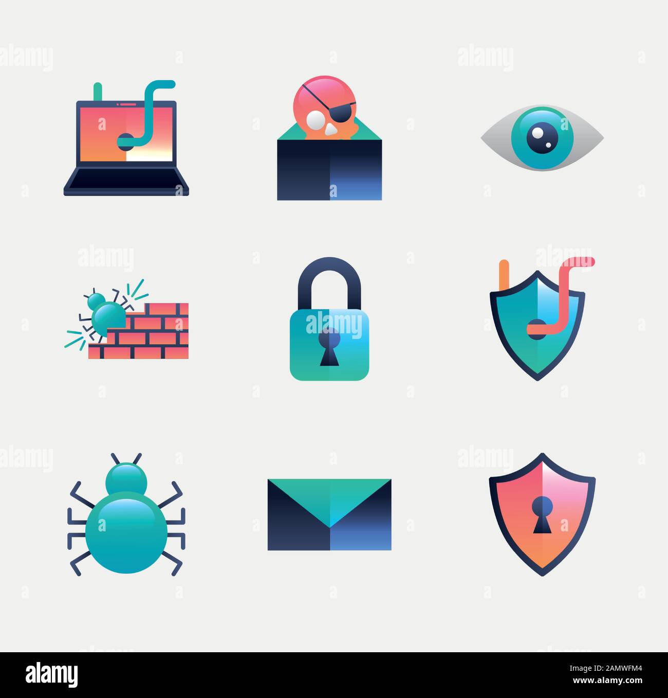 bundle of cyber security set icons Stock Vector Image & Art - Alamy